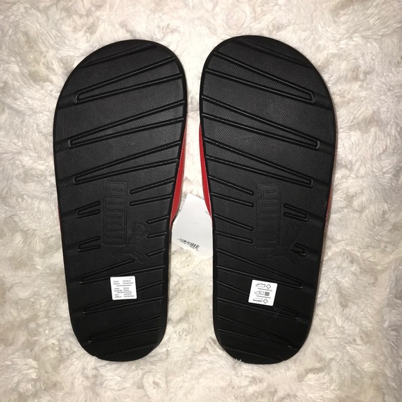 Puma | Shoes | Puma Cool Cat Slides Black Red Black Logo | Poshmark